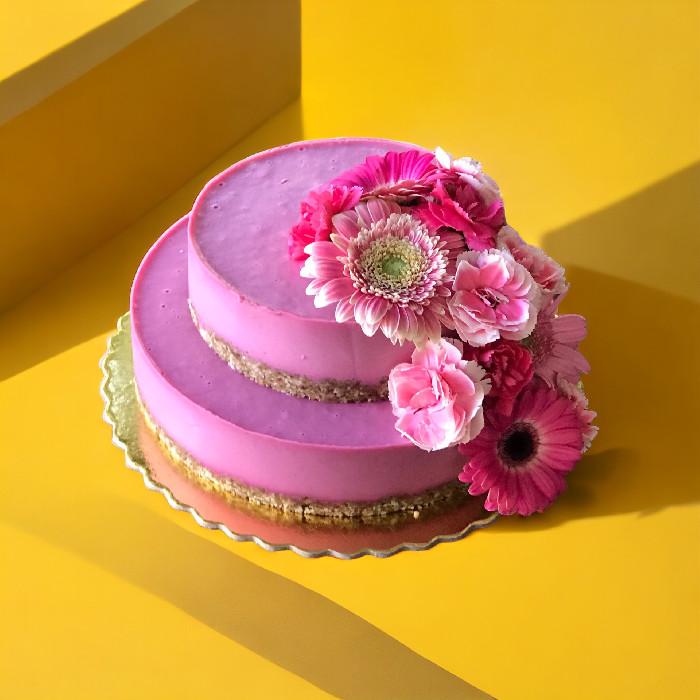 Custom Pitaya Lemon tower cake :: The Vegan Fairies